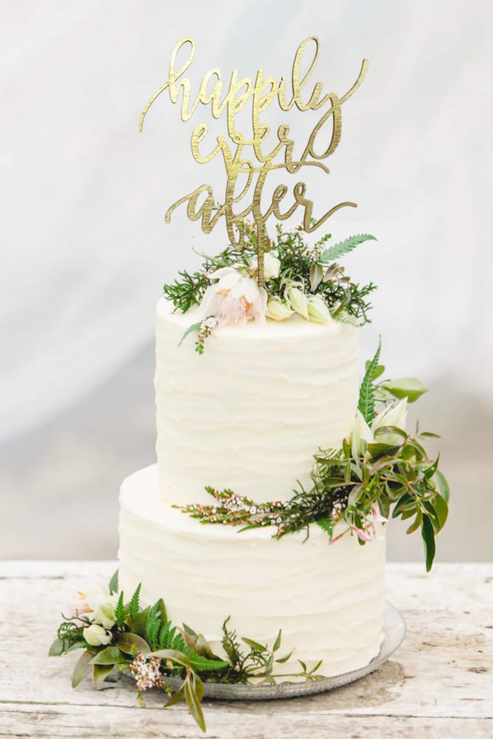 Gold HAPPILY EVER AFTER Wedding Cake Topper Cake Toppers | Etsy