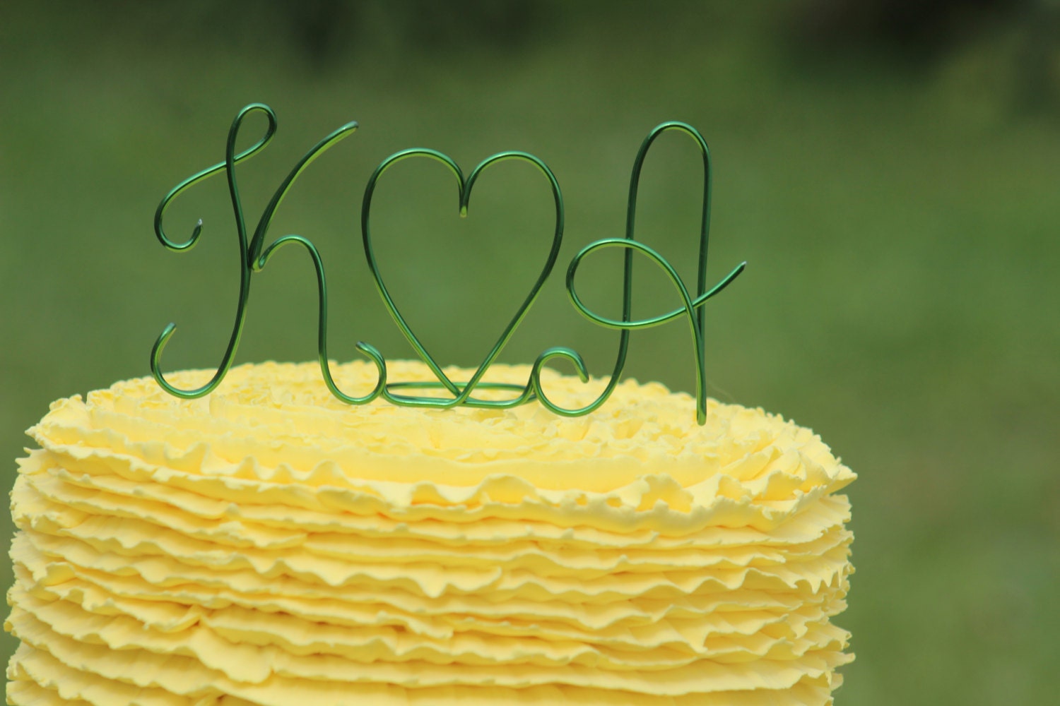 Kelly Green Initials Cake Topper - Decoration - Beach Wedding - Bridal ...