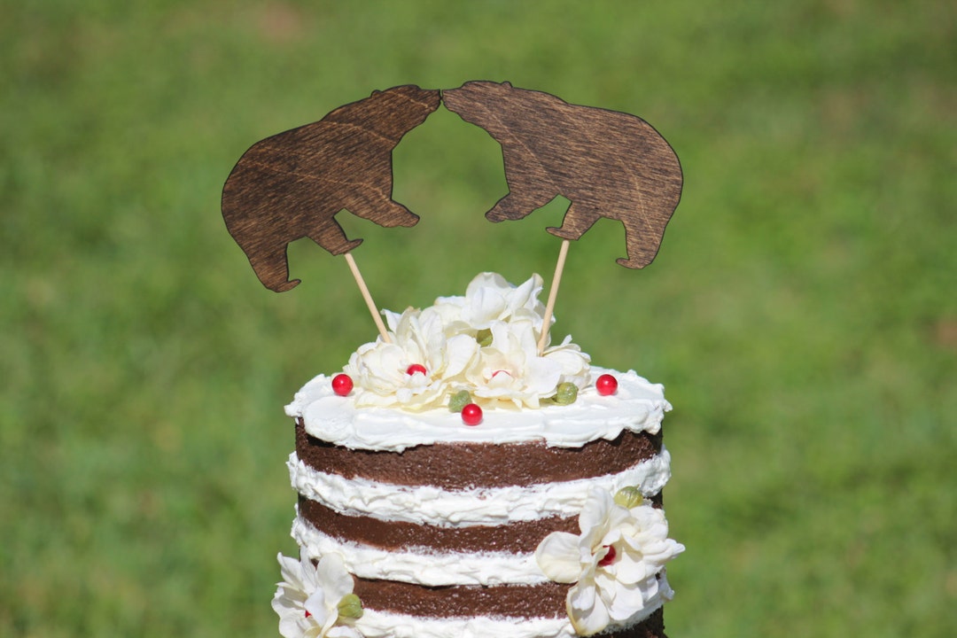 Bear Cake Topper - Cupcake Topper - Personalized Wedding - Shabby Chic ...