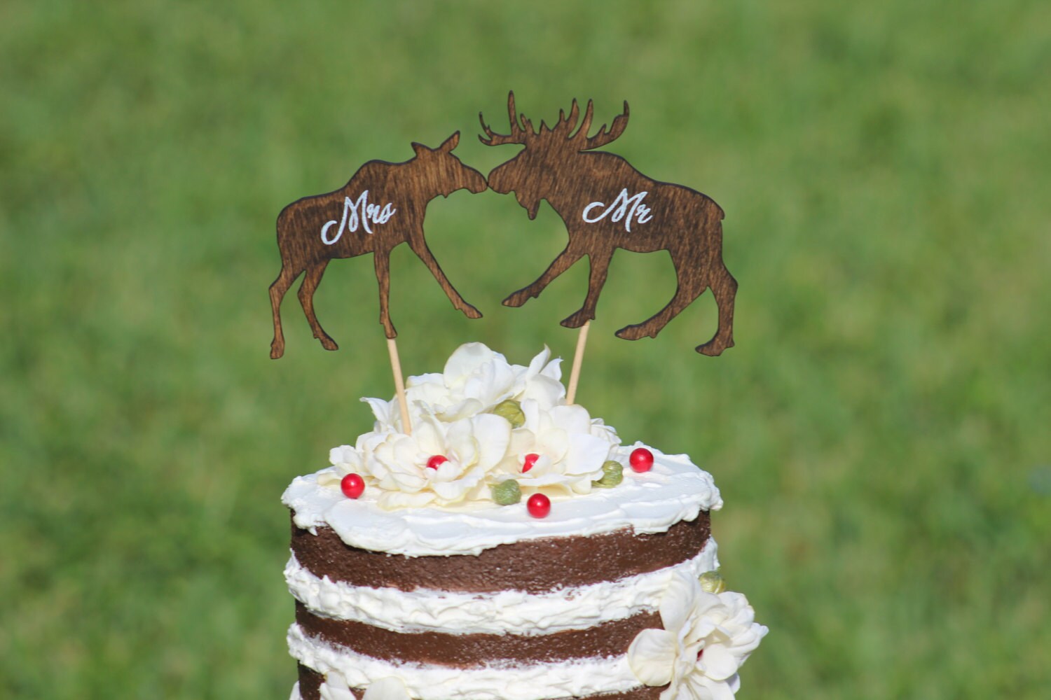 Moose Wedding Cake Topper Bull and Cow Moose Bride and | Etsy