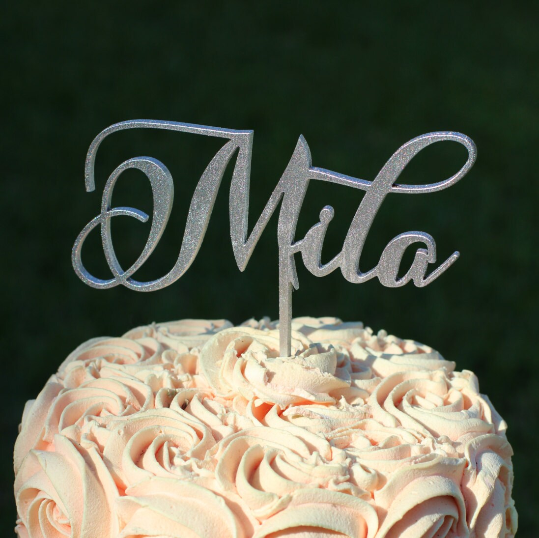 Silver Custom Cake Topper With Name Decoration Gold | Etsy