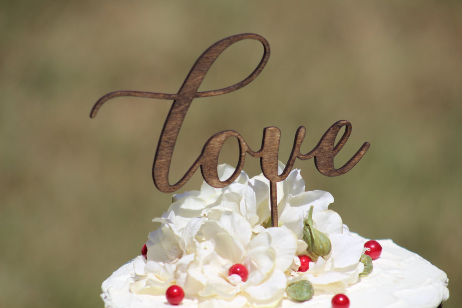 Rustic LOVE Wedding Cake Topper - Wooden Cake Topper - Engagement Cake ...