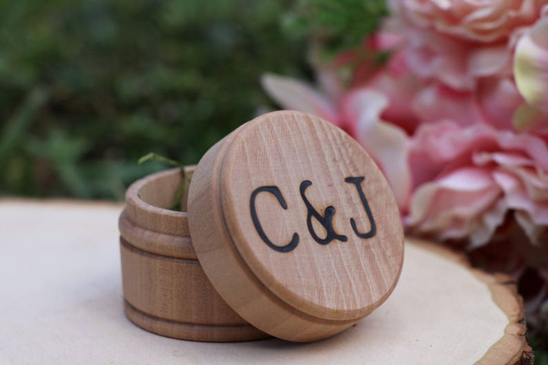 Rustic Wooden Ring Box - Wedding Ring Box - Personalized Gift - Wedding ...