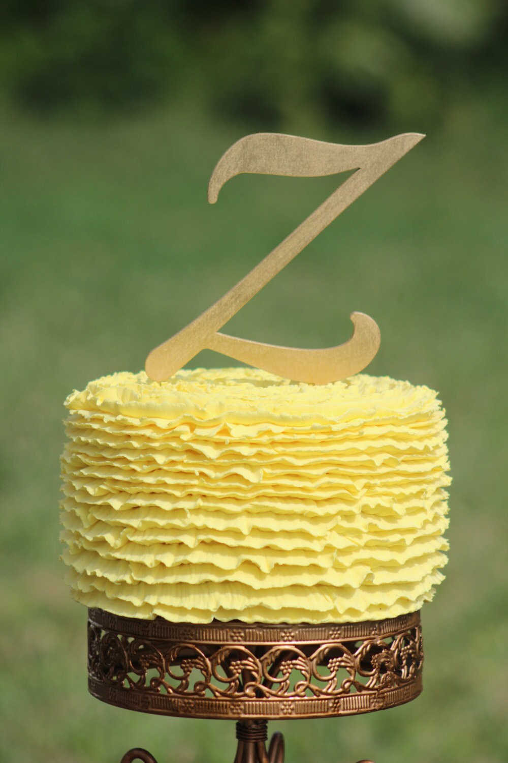 Gold Monogram Wedding Cake Topper Wooden Cake Topper | Etsy