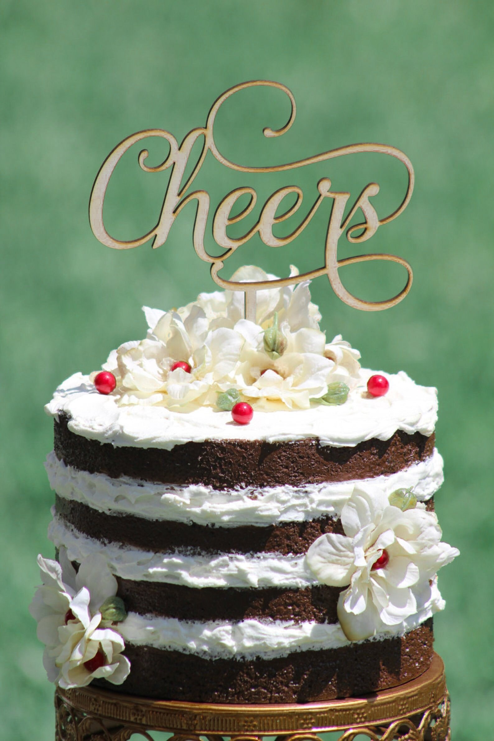 Rustic CHEERS Cake Topper Wooden Cake Topper Party Cake | Etsy