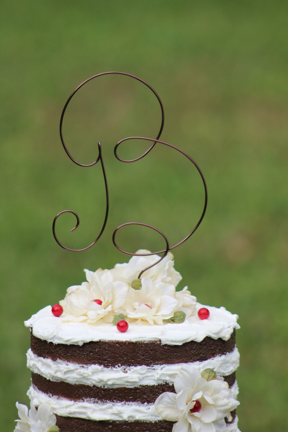 Brown Wire Monogram Wedding Cake Toppers Beach wedding | Etsy