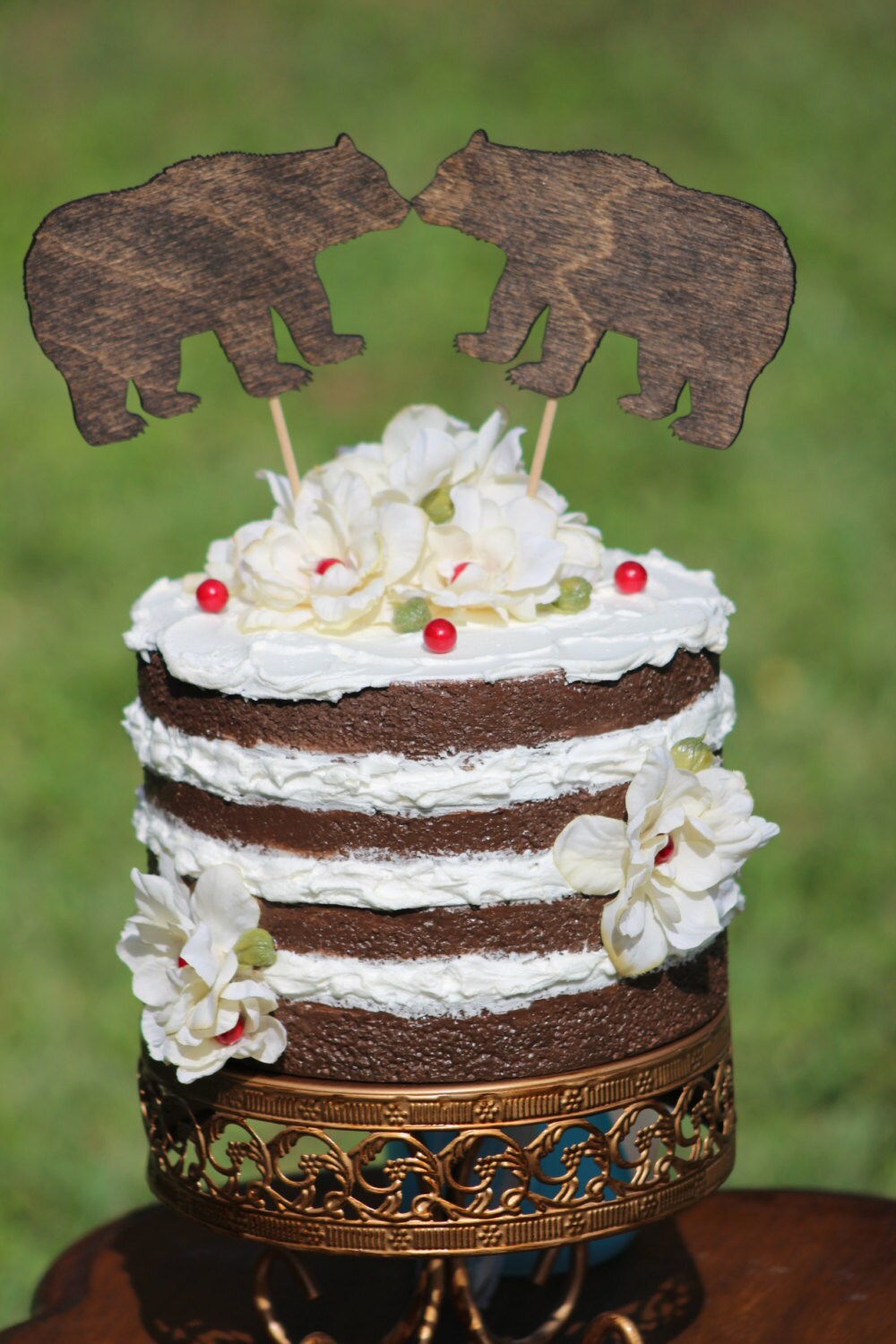 Bear Cake Topper - Cupcake Topper - Personalized Wedding - Shabby Chic ...