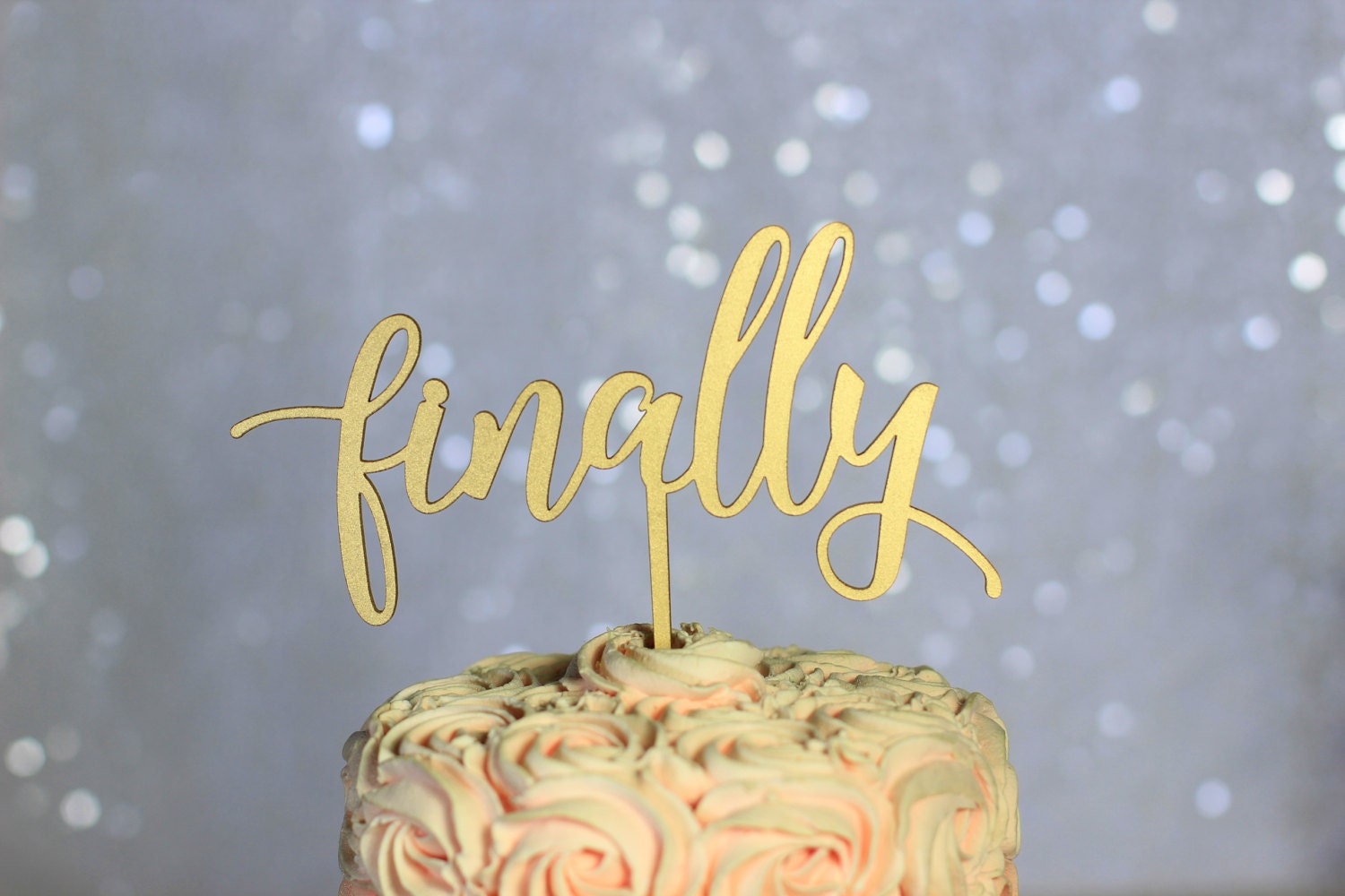 Gold Finally Wedding Cake Topper - Rustic Country Chic Wedding - Etsy UK