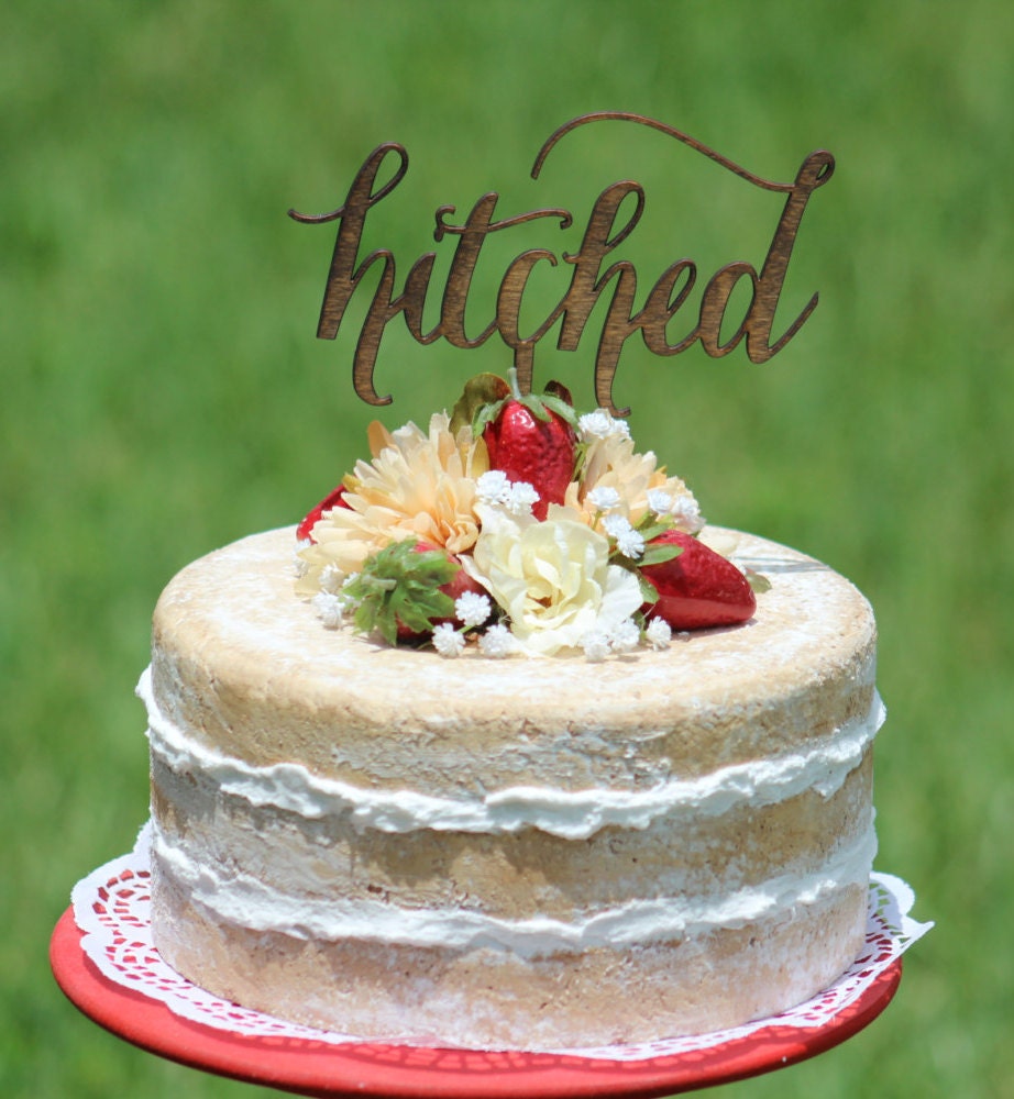 Rustic Hitched Cake Topper - Rustic Country Chic Wedding Cake Topper - Wedding Cake Toppers - Etsy