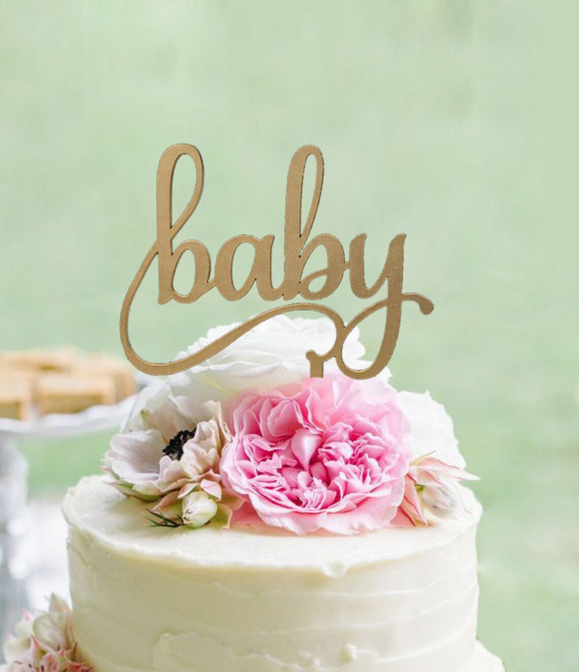 Gold "baby" Cake Topper - Cake Toppers - Rustic Country Chic Baby ...
