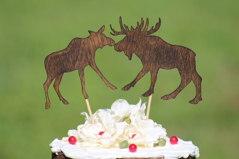Moose Wedding Cake Topper - Bull and Cow Moose- Bride and Groom ...