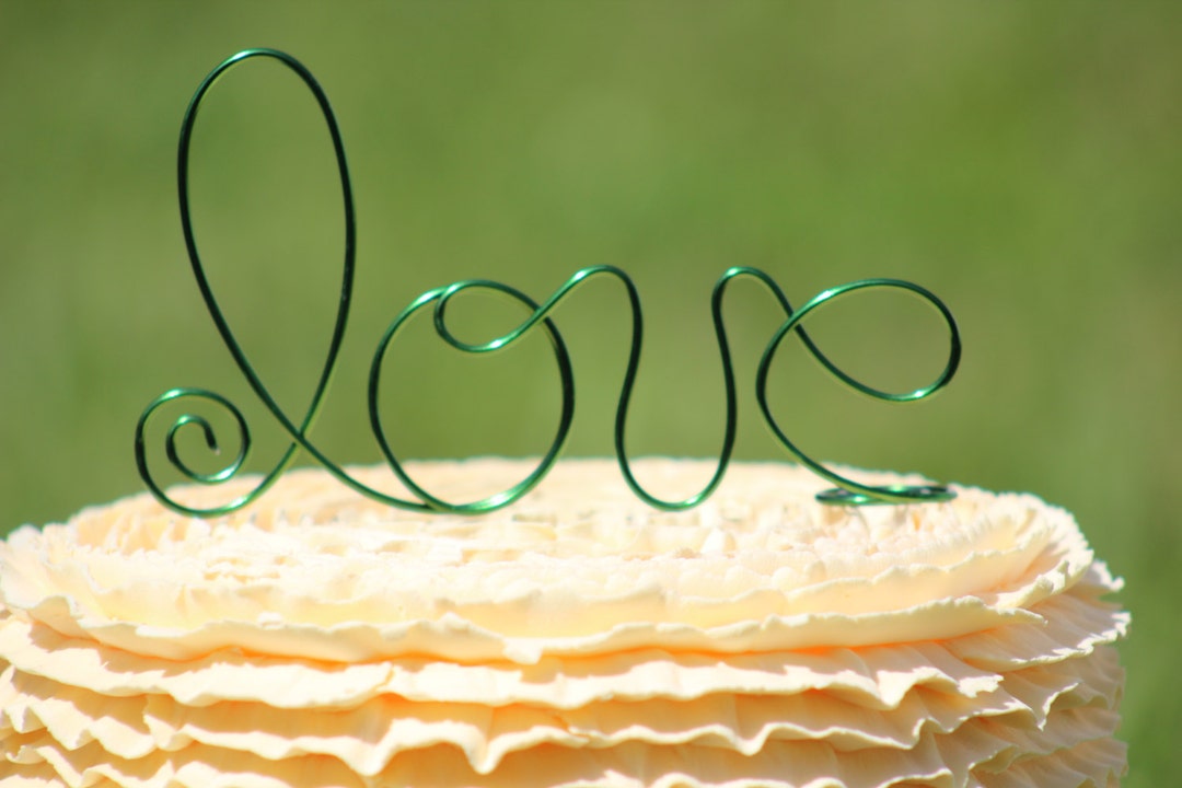 Green Wire Love Wedding Cake Toppers - Decoration - Beach Wedding ...