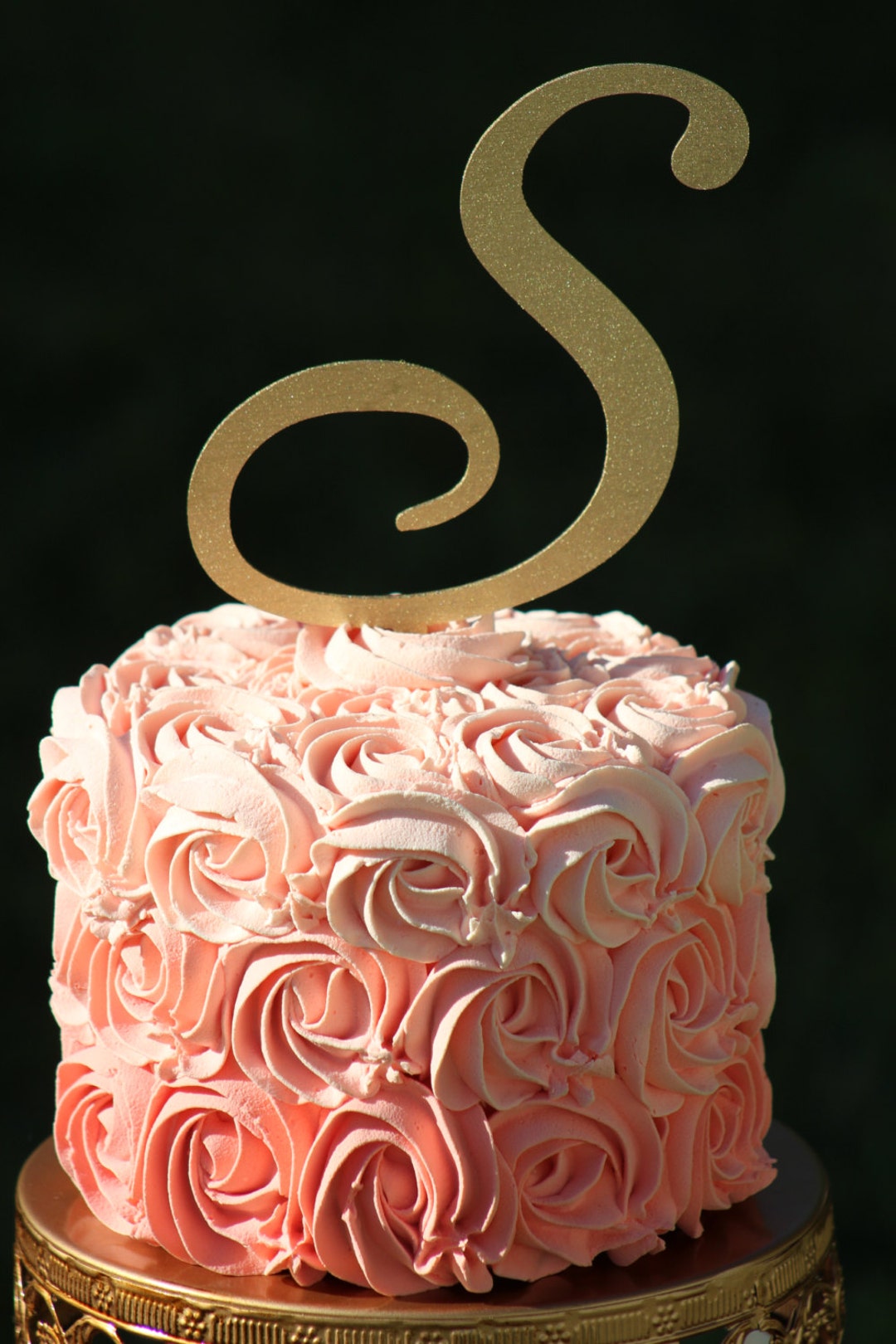 Gold Monogram Wedding Cake Topper - Wooden Cake Topper - Personalized ...