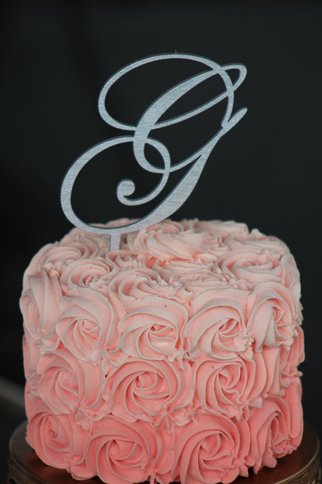 Silver Monogram Wedding Cake Topper - Wooden Cake Topper - Personalized ...