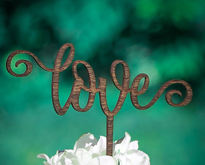 Rustic LOVE Wedding Cake Topper | Wooden Cake Topper | Engagement Cake ...