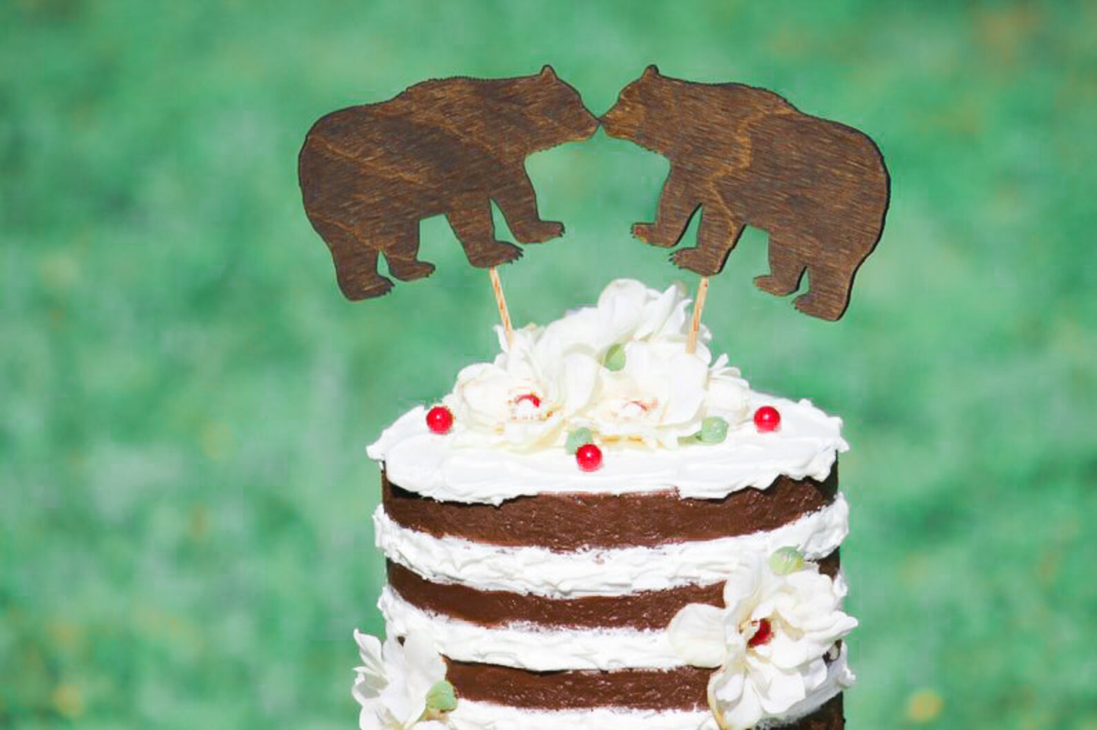 Bear Cake Topper - Cupcake Topper - Personalized Wedding - Shabby Chic ...