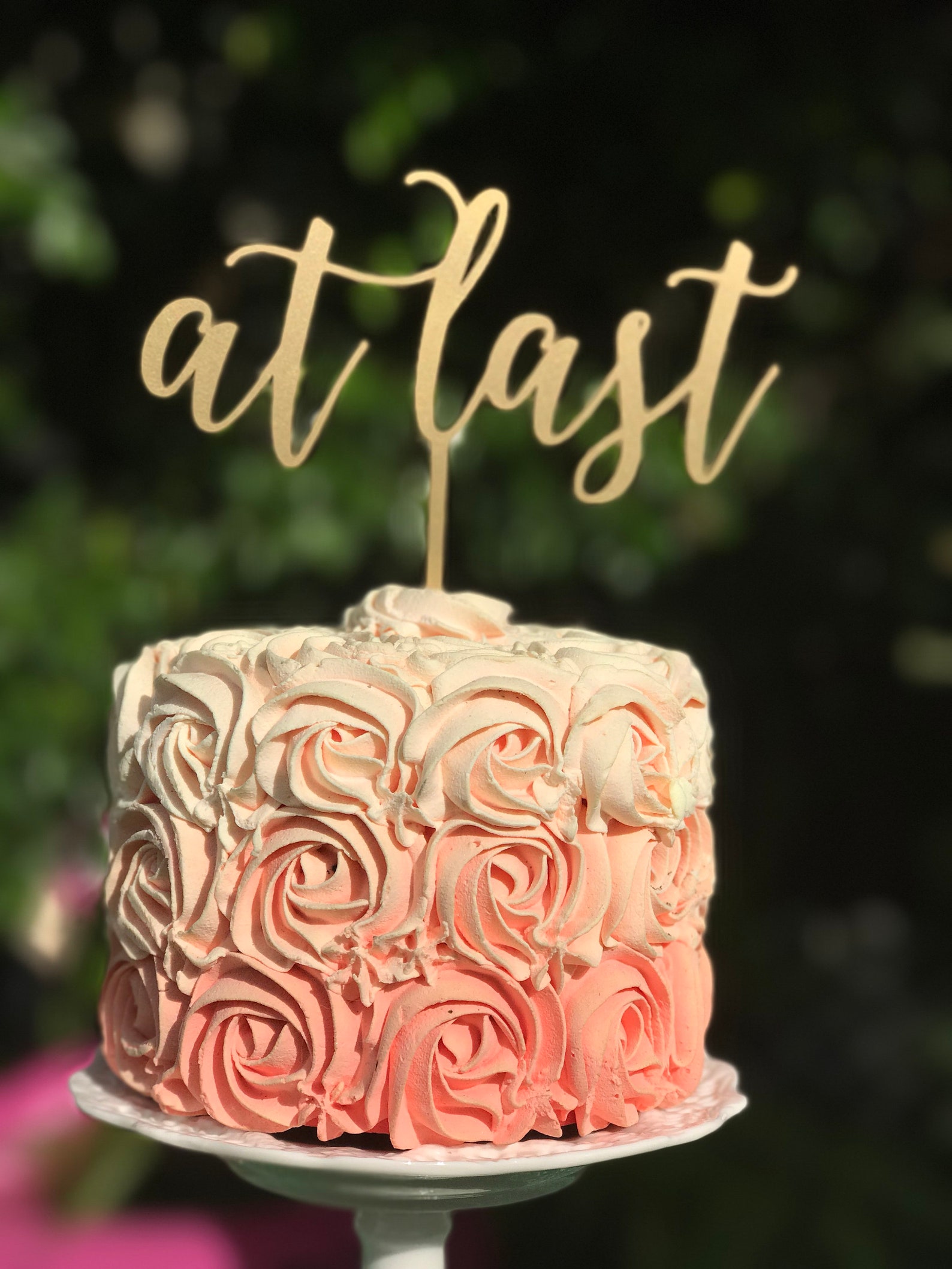 Rustic AT LAST Cake Topper Rustic Country Chic Wedding Cake - Etsy