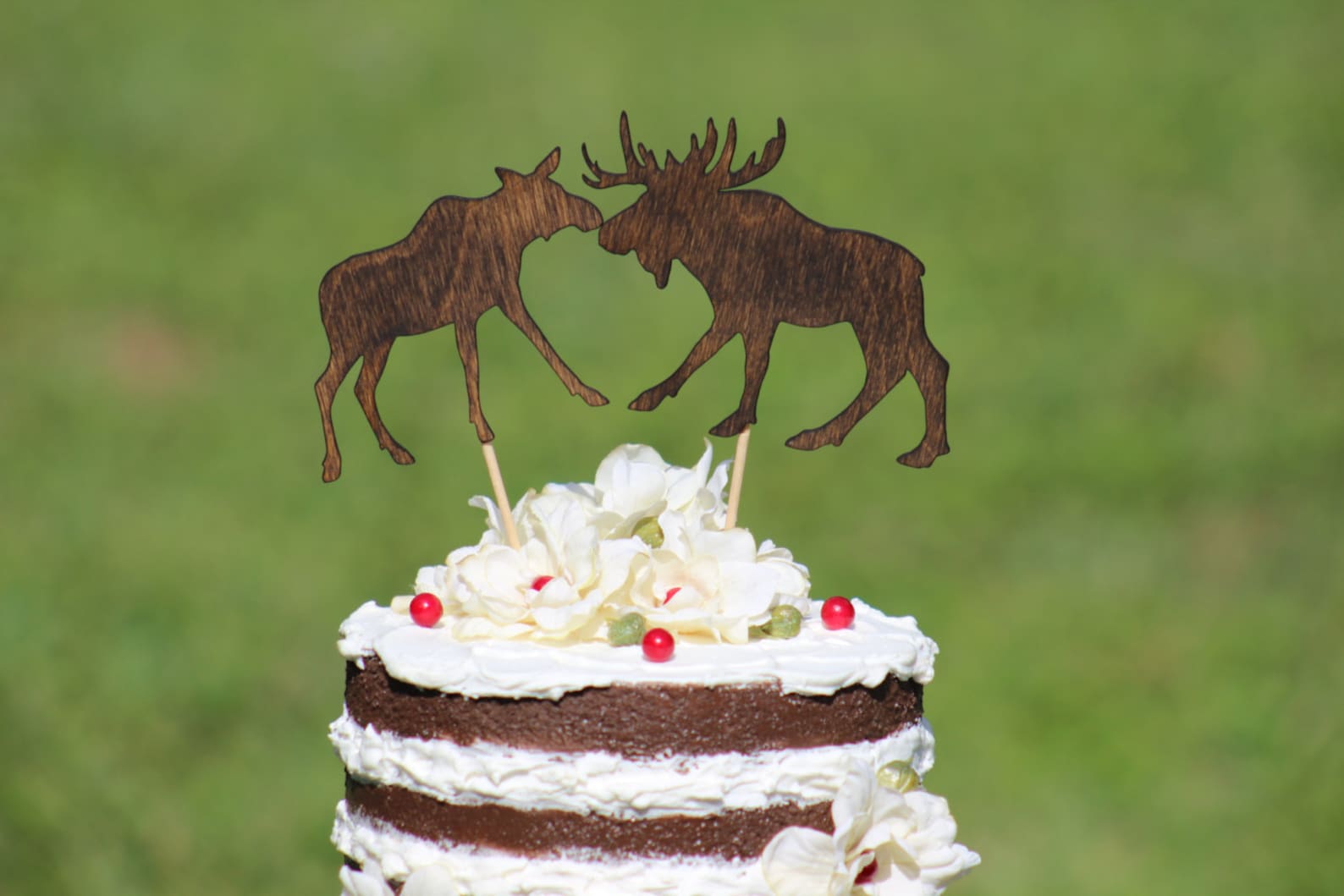 Moose Wedding Cake Topper Bull and Cow Moose Bride and - Etsy