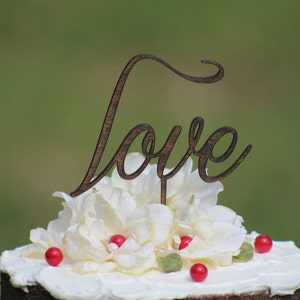 Rustic LOVE Wedding Cake Topper - Wooden Cake Topper - Engagement Cake ...