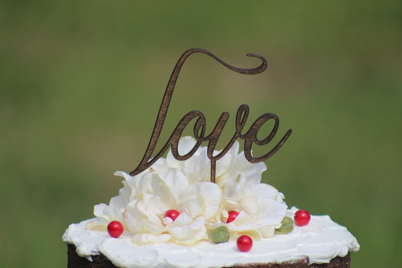 Rustic LOVE Wedding Cake Topper - Wooden Cake Topper - Engagement Cake ...