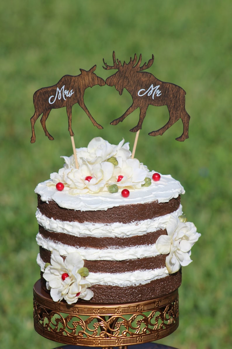 Moose Wedding Cake Topper - Bull and Cow Moose- Bride and Groom ...