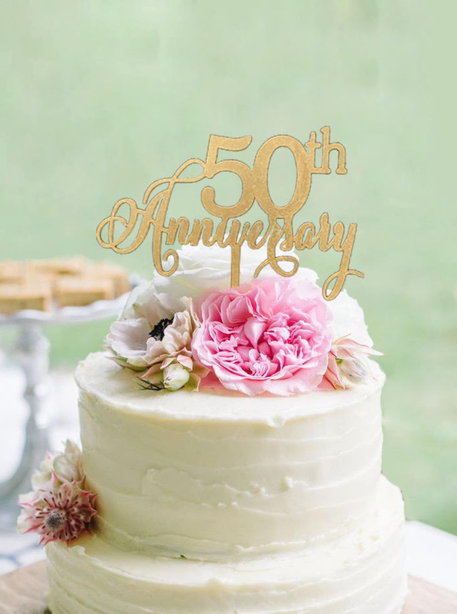 50th Anniversary Cake Topper Wooden Anniversary Cake Topper - Etsy