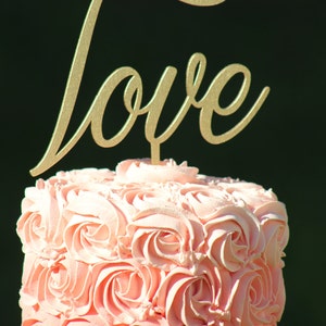 Gold LOVE Wedding Cake Topper - Wooden Cake Topper - Engagement Cake ...