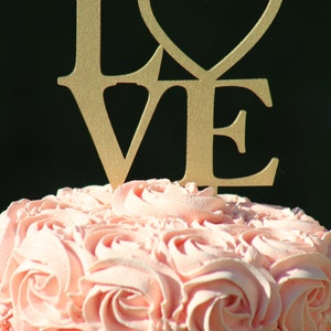 Gold LOVE Wedding Cake Topper - Wooden Cake Topper - Engagement Cake ...