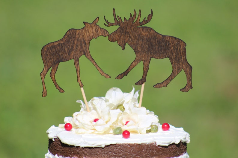 Moose Wedding Cake Topper Bull and Cow Moose Bride and - Etsy