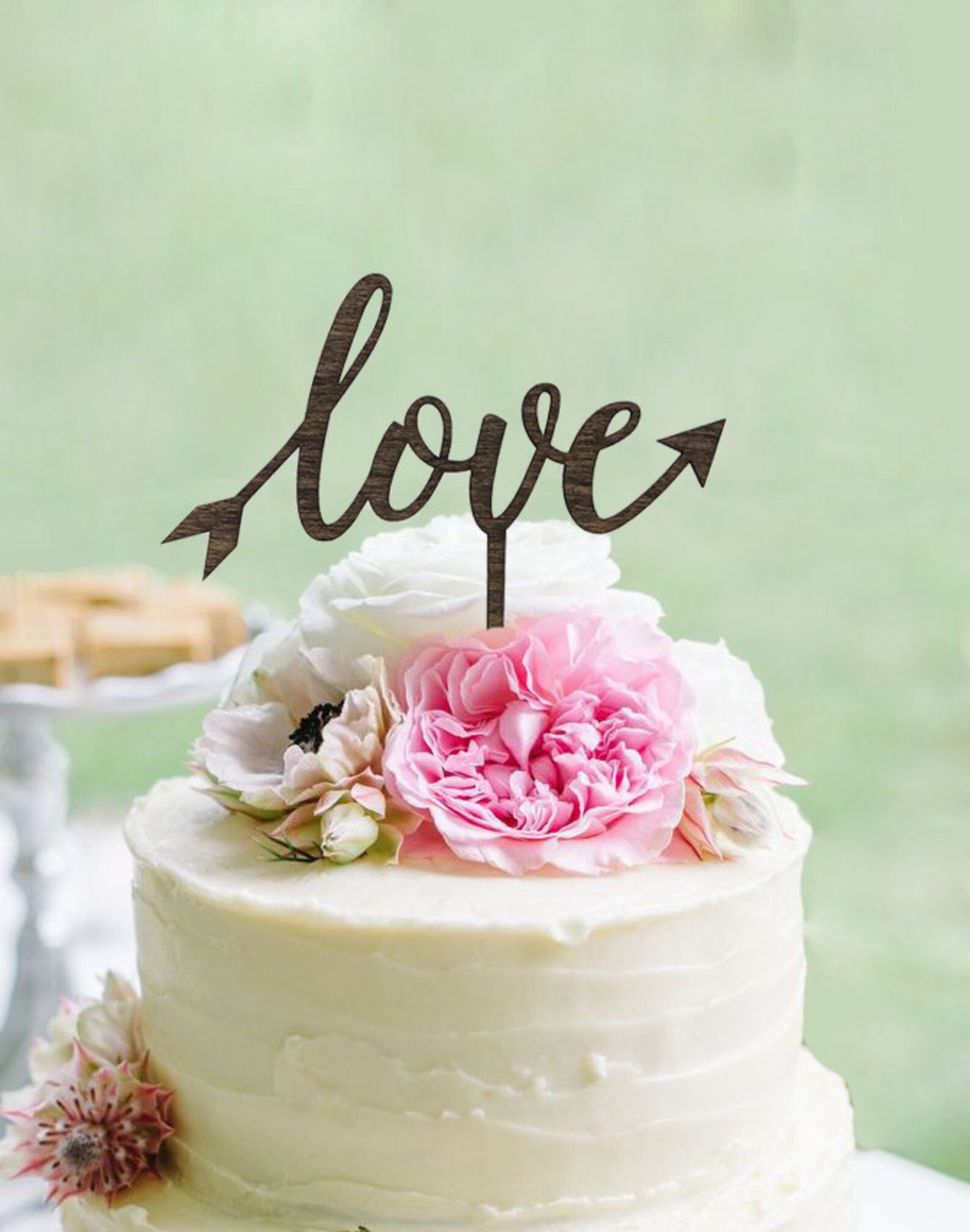 Rustic LOVE Wedding Cake Topper | Wooden Cake Topper | Engagement Cake ...