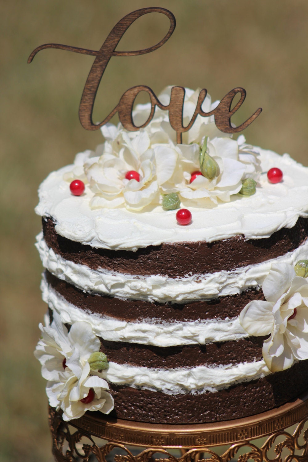 Rustic LOVE Wedding Cake Topper - Wooden Cake Topper - Engagement Cake ...
