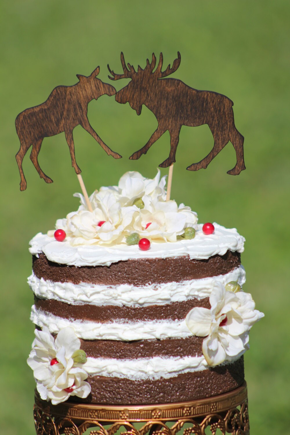 Moose Wedding Cake Topper Bull and Cow Moose Bride and - Etsy