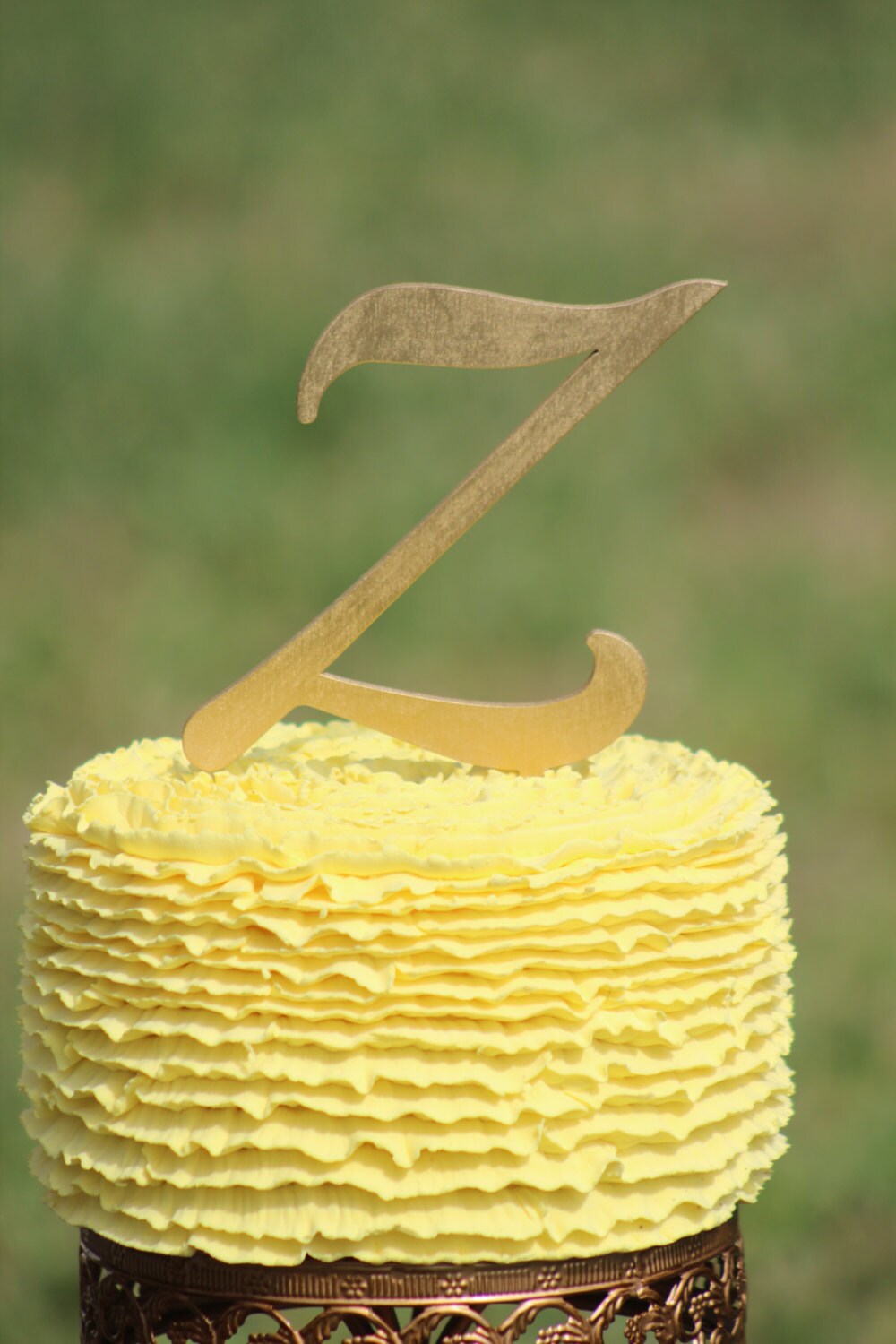 Gold Monogram Wedding Cake Topper Wooden Cake Topper | Etsy