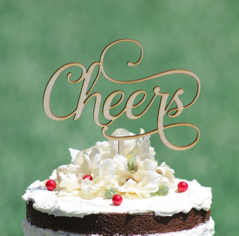 Rustic CHEERS Cake Topper Wooden Cake Topper Party Cake - Etsy