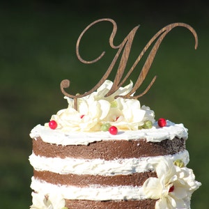 Monogram Wedding Cake topper Wooden cake topper | Etsy