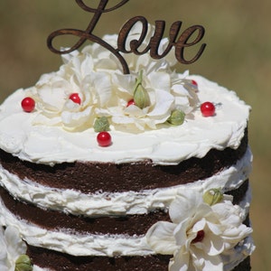 Rustic LOVE Wedding Cake Topper - Wooden Cake Topper - Engagement Cake ...