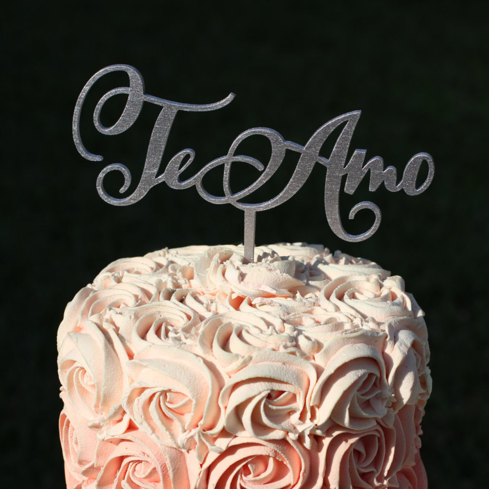 Silver Te Amo Cake Topper | Wedding Cake Topper | Engagement Topper ...