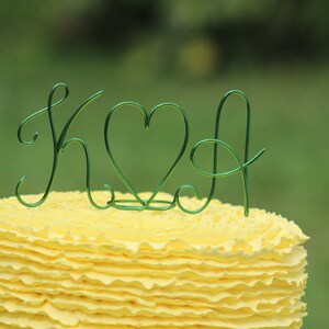 Kelly Green Initials Cake Topper - Decoration - Beach Wedding - Bridal ...