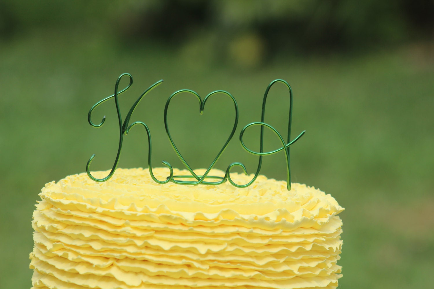 Kelly Green Initials Cake Topper - Decoration - Beach Wedding - Bridal ...