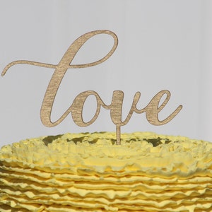 Gold LOVE Wedding Cake Topper - Wooden Cake Topper - Engagement Cake ...