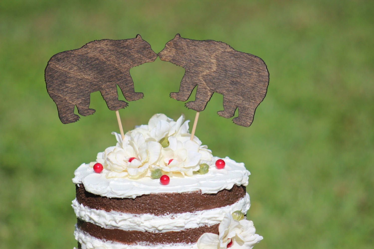 Bear Cake Topper - Cupcake Topper - Personalized Wedding - Shabby Chic ...