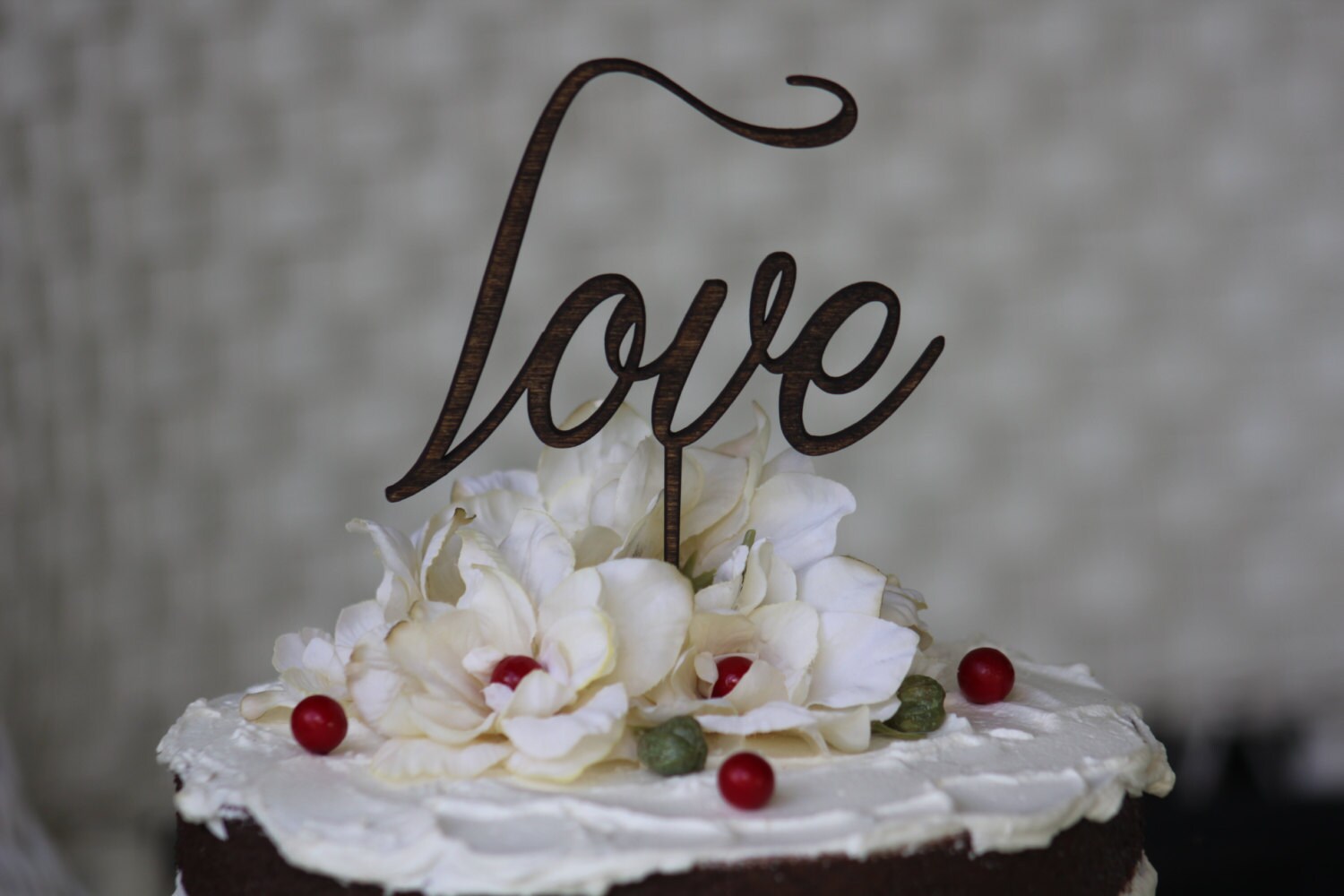 Rustic LOVE Wedding Cake Topper - Wooden Cake Topper - Engagement Cake ...