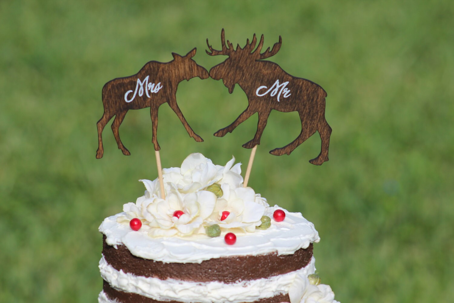 Moose Wedding Cake Topper Bull and Cow Moose Bride and | Etsy