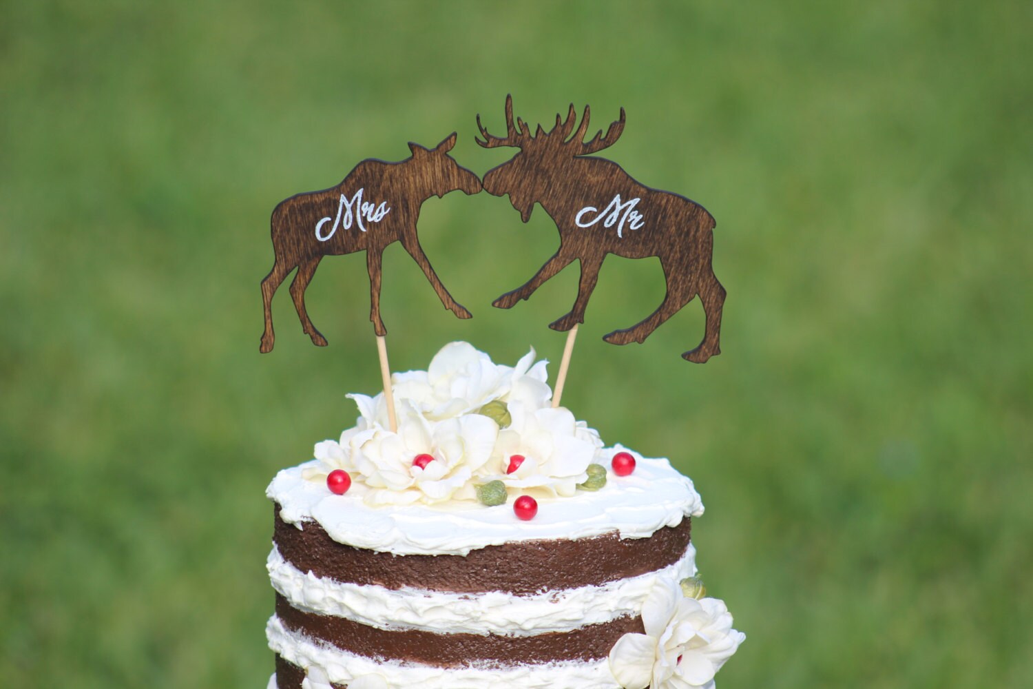 Moose Wedding Cake Topper Bull and Cow Moose Bride and | Etsy