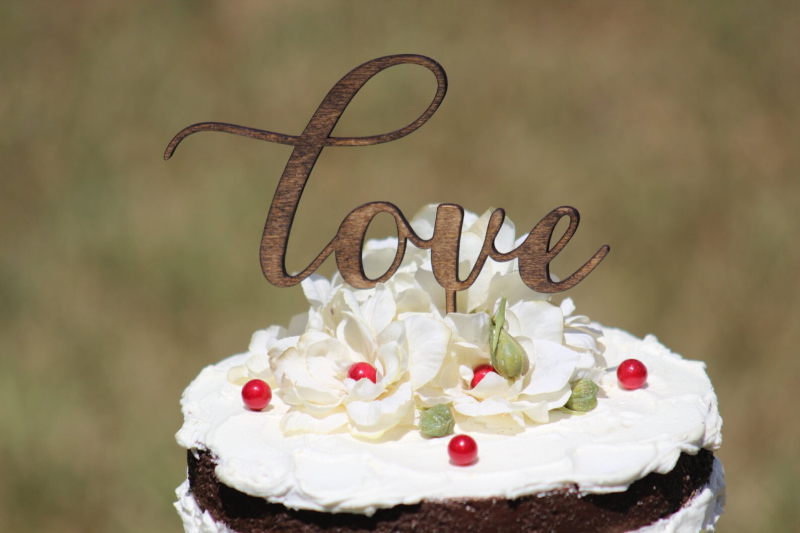 Rustic LOVE Wedding Cake Topper - Wooden Cake Topper - Engagement Cake ...