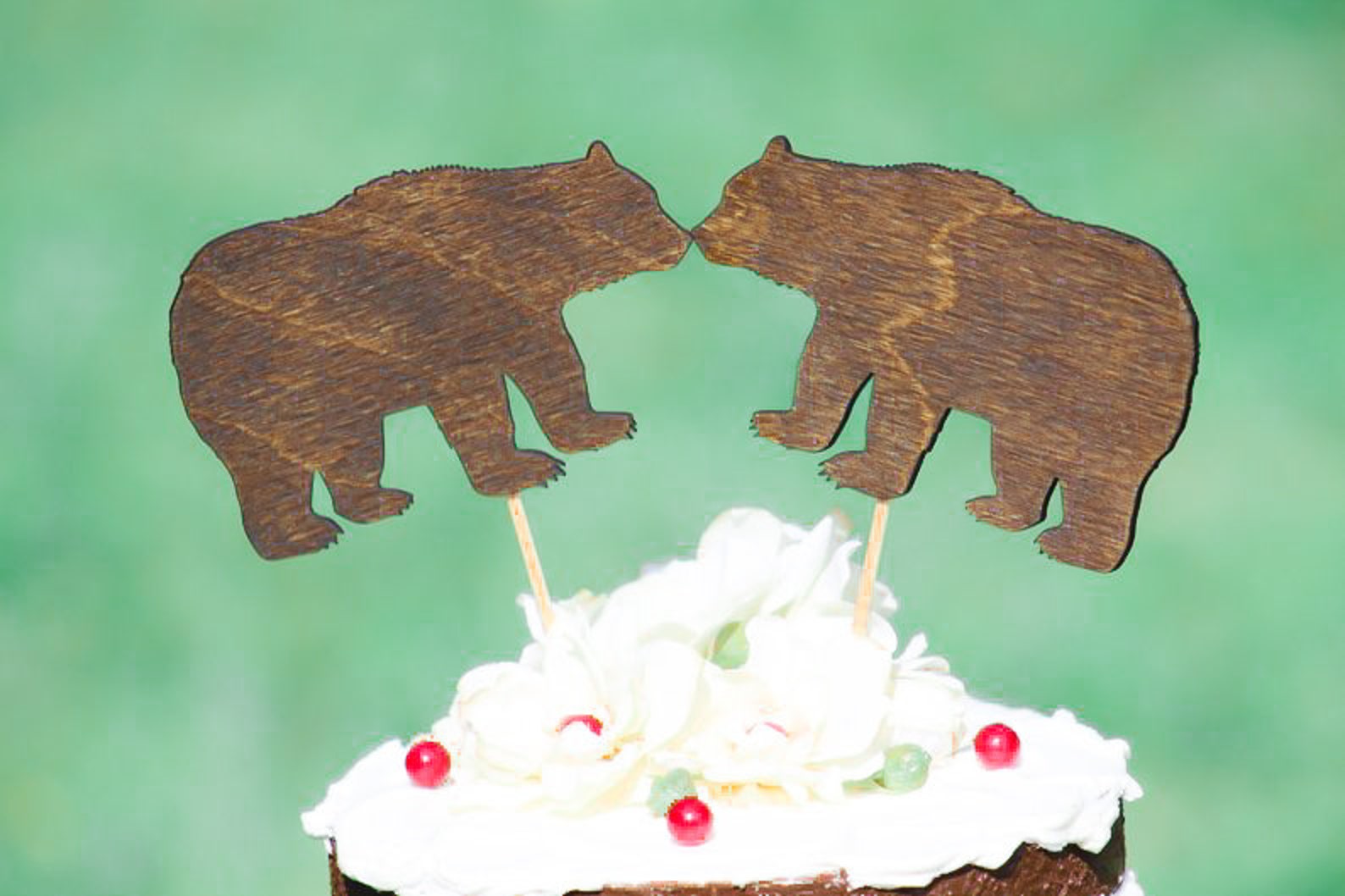 Bear Cake Topper - Cupcake Topper - Personalized Wedding - Shabby Chic ...