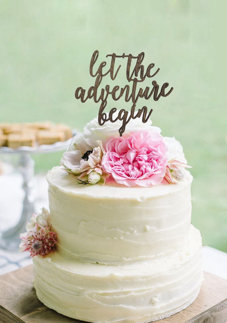 Rustic let the Adventure Begin Wedding Cake Topper - Etsy