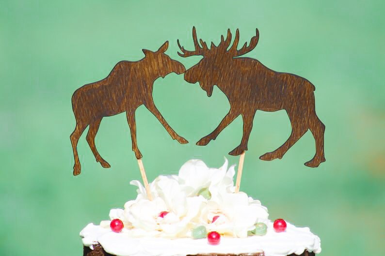 Moose Wedding Cake Topper Bull and Cow Moose Bride and | Etsy