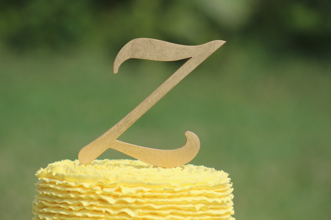 Gold Monogram Wedding Cake Topper Wooden Cake Topper | Etsy