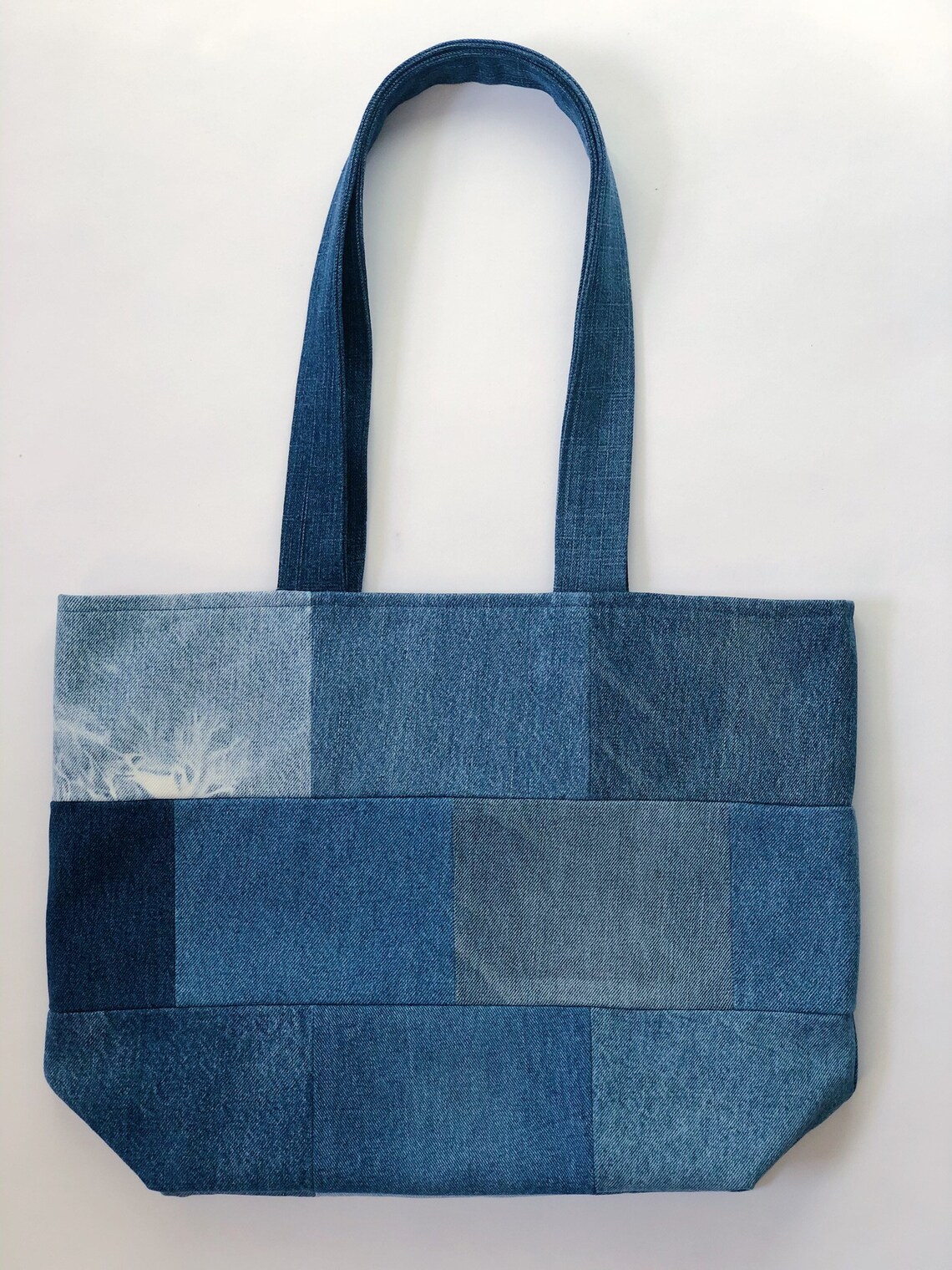 Denim Patchwork Tote Bag | Etsy